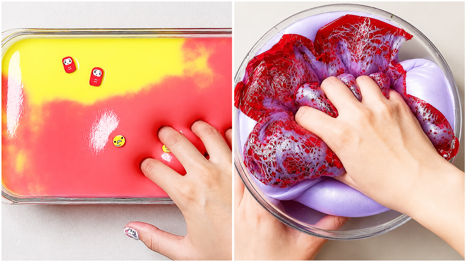 Glossy neon slime stretch and color flow