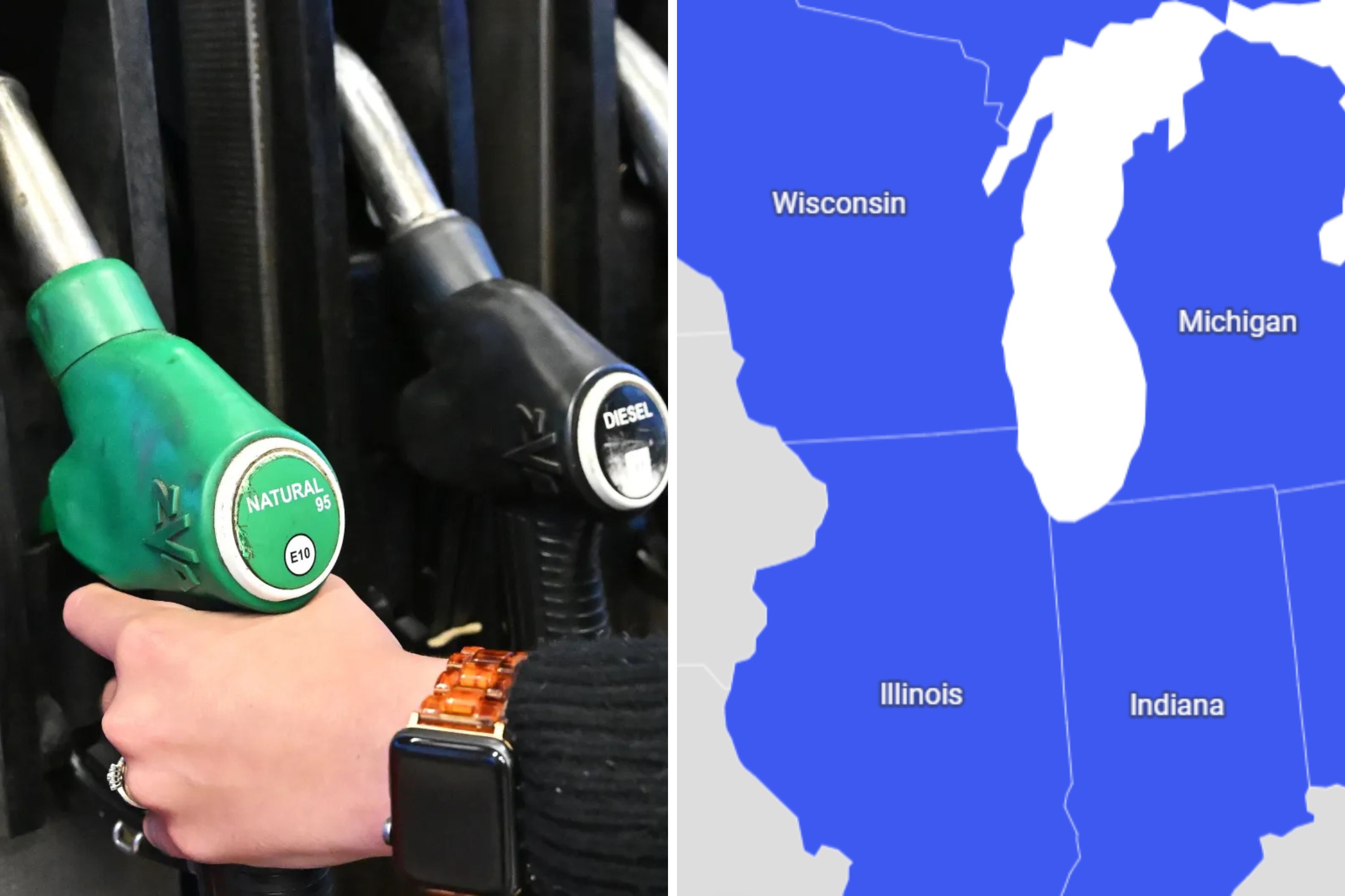 Map shows states where gas prices expected to decrease