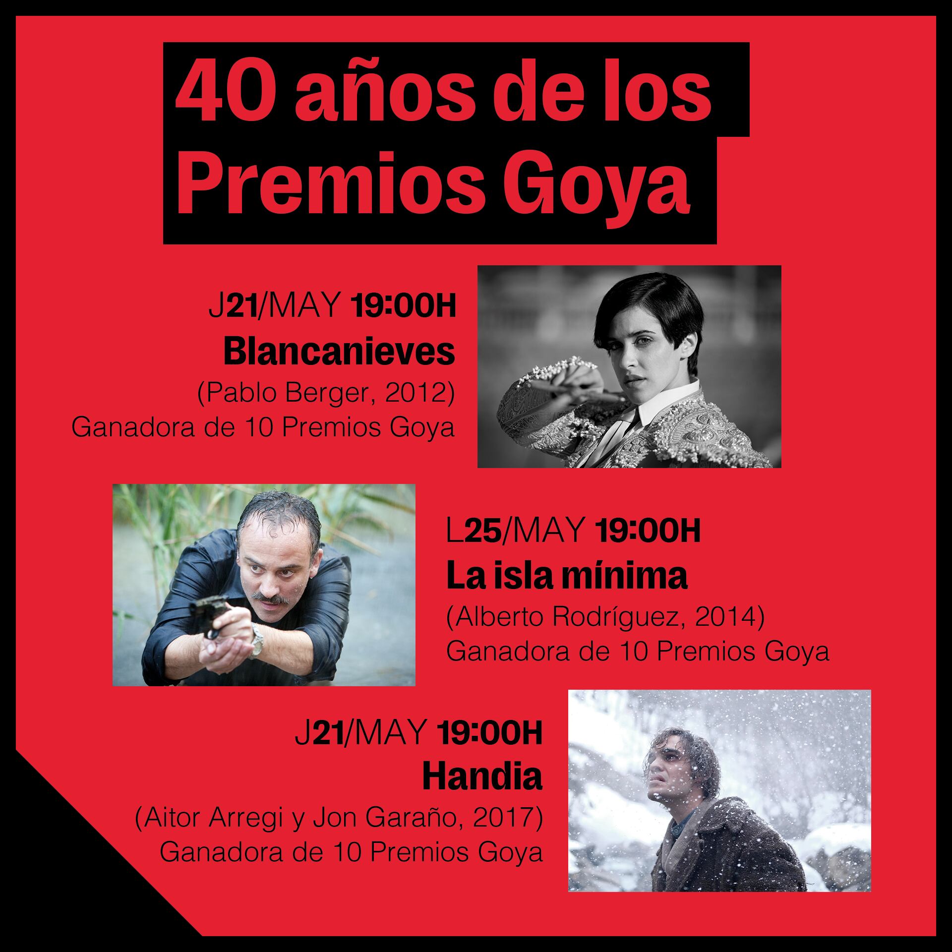 Disfruta del ciclo '40 años de los Premios Goya' en la Academia de Cine