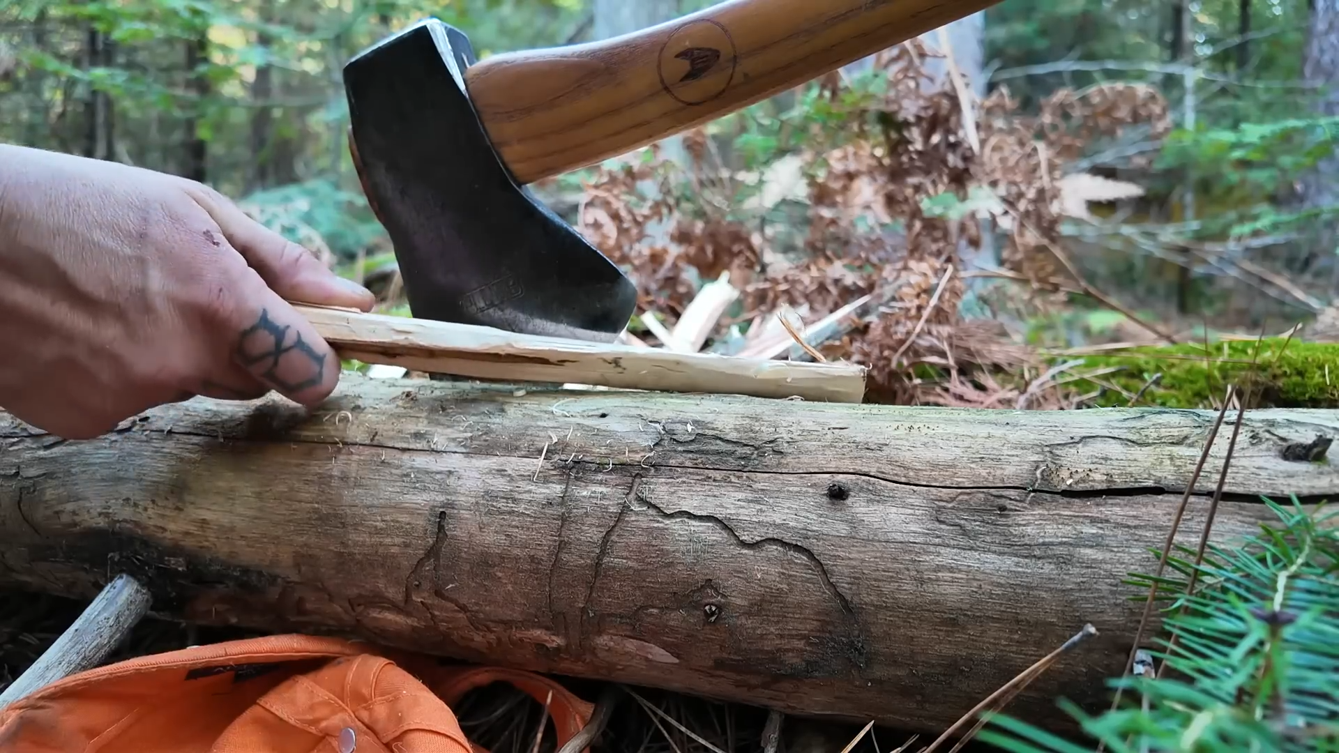 One hand, one axe, soaked wood - what could possibly go wrong