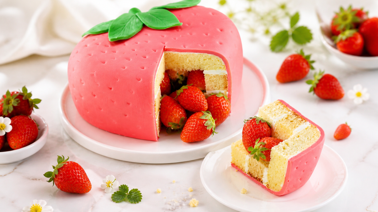 How to make strawberry surprise cake