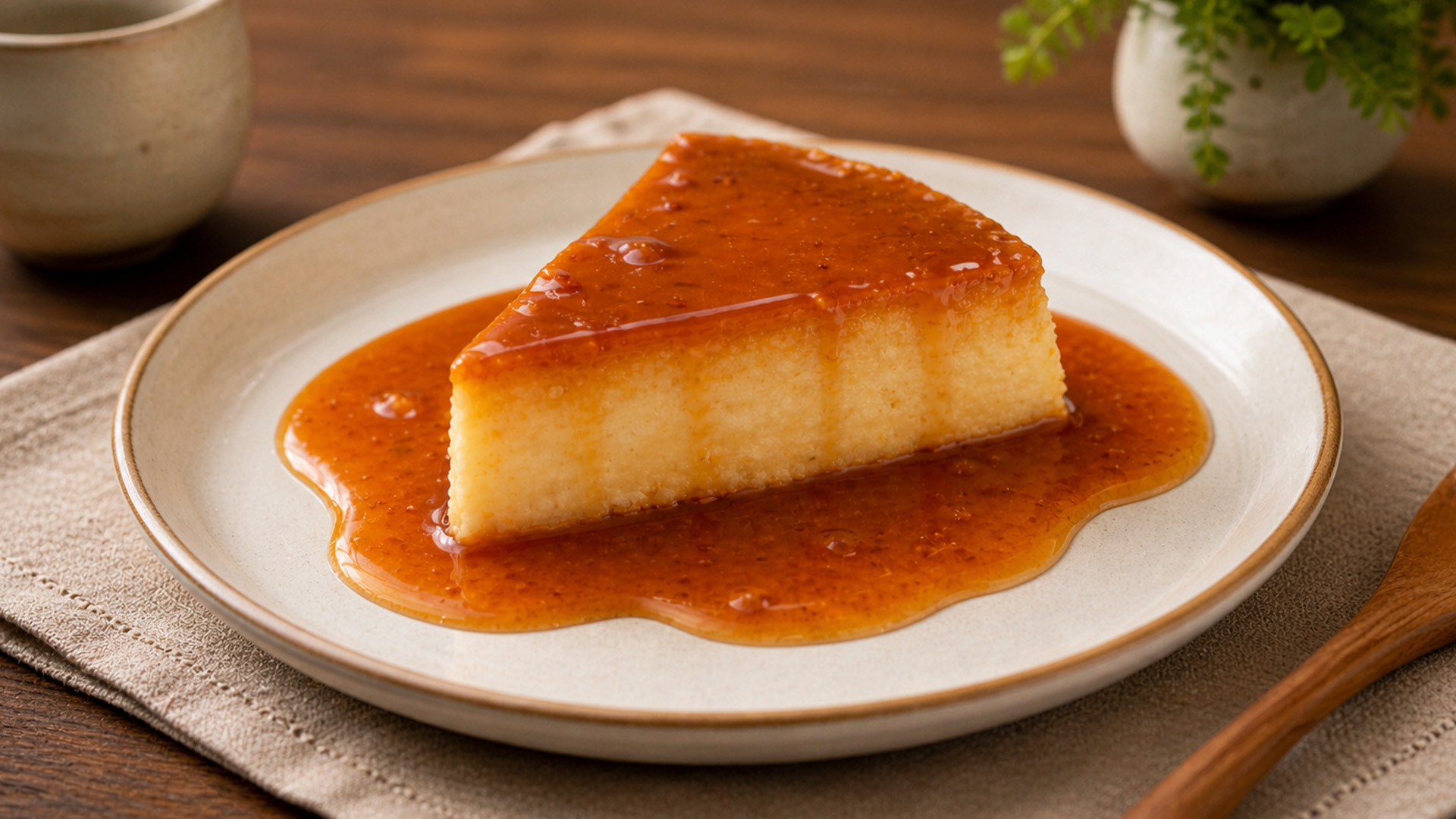 Homemade leche flan with creamy finish