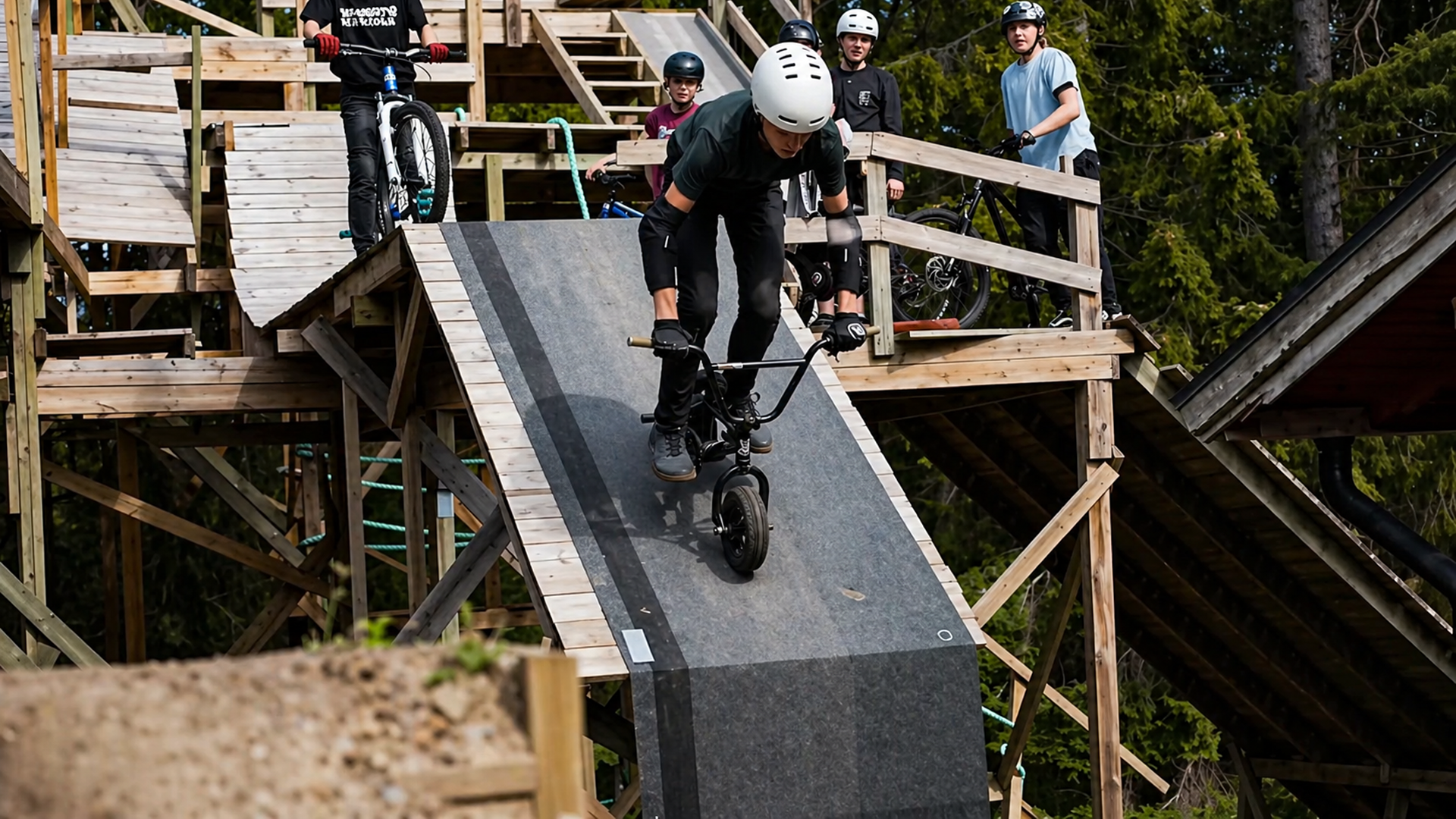 Training ground for extreme mountain bike tricks