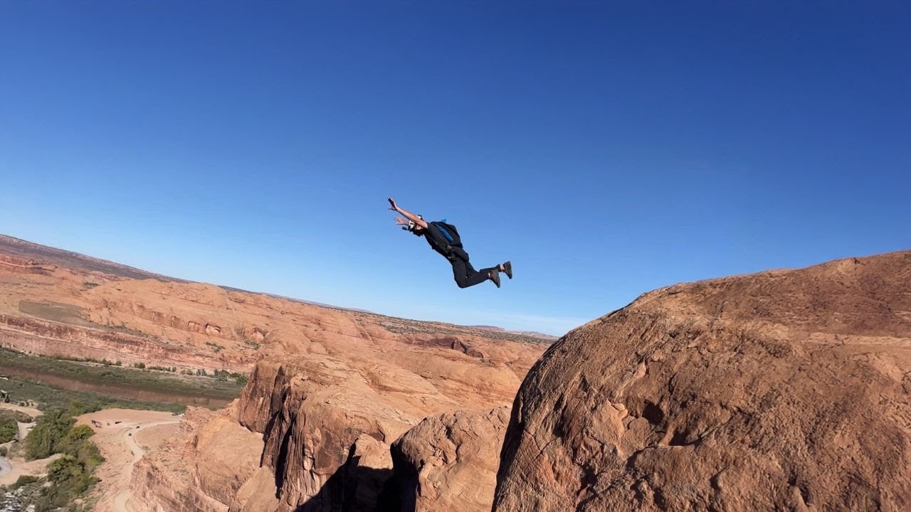 Man steps off the red rocks of Moab... and there's no way back