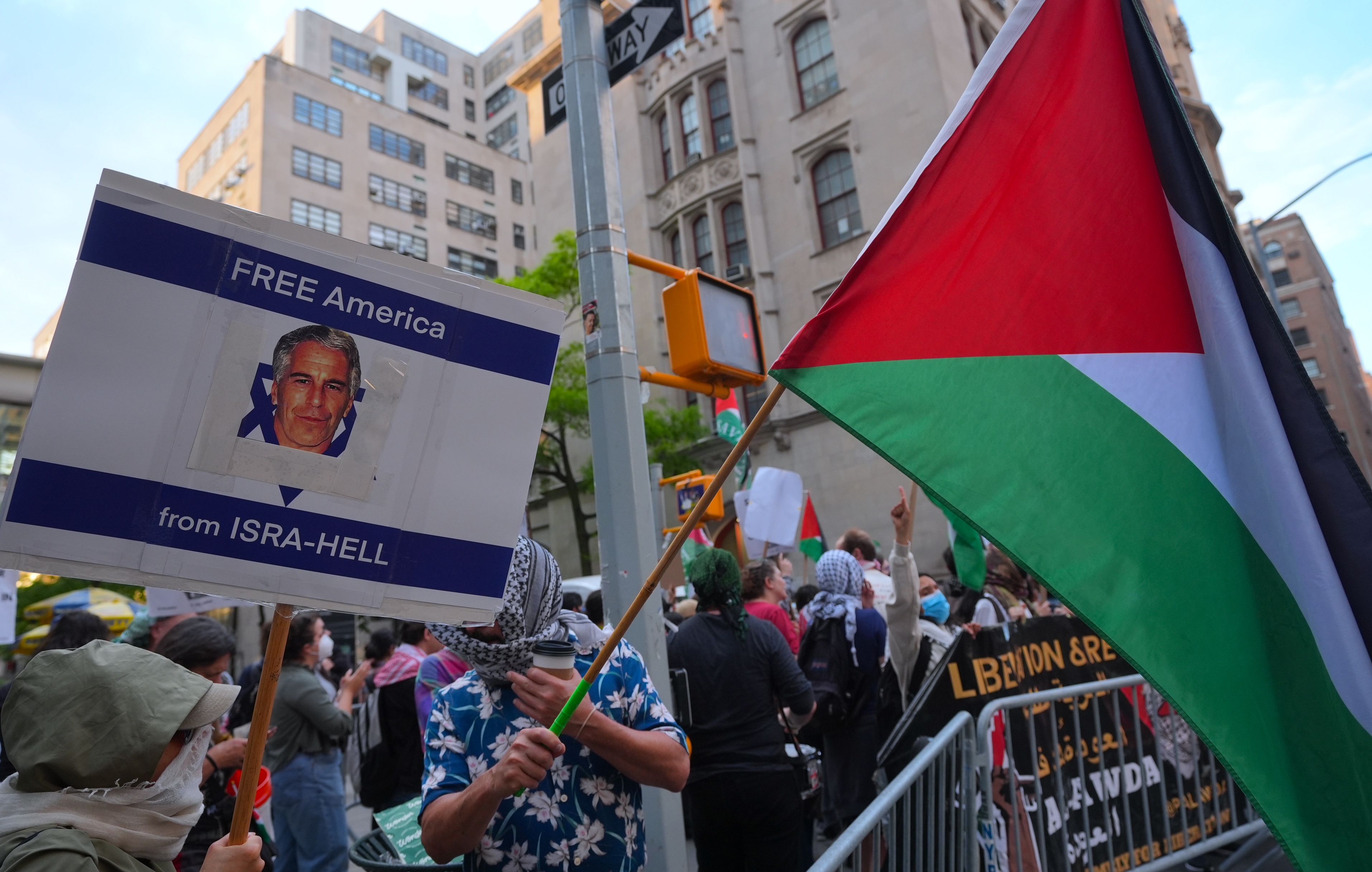 Pro-Palestine group protests outside Israeli real estate event in New York