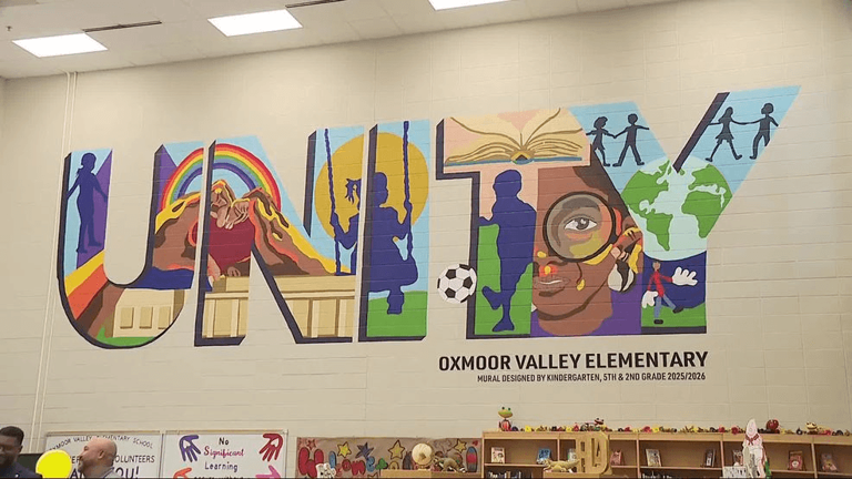 Oxmoor Valley Elementary students bring unity to life with new mural
