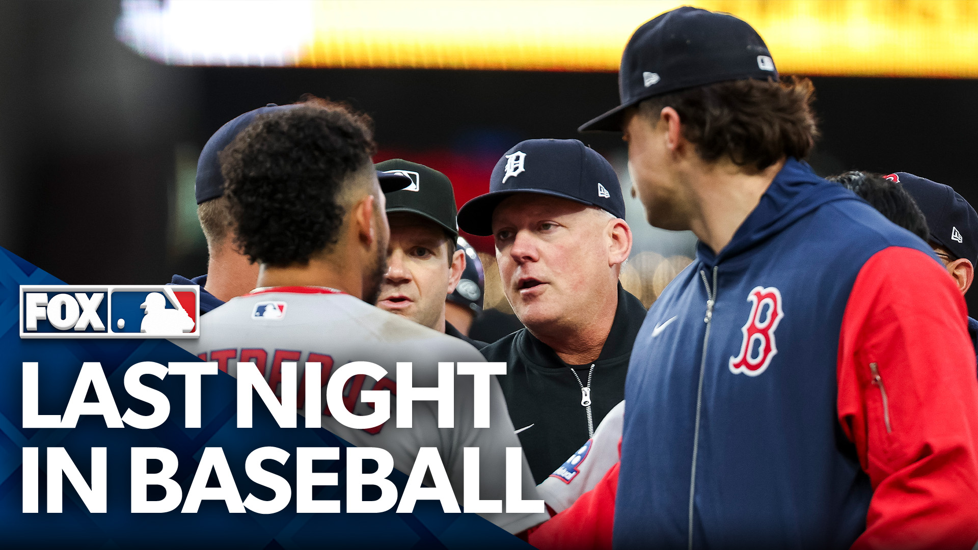 Last night in baseball: Benches clear in Red Sox-Tigers after hit by pitch