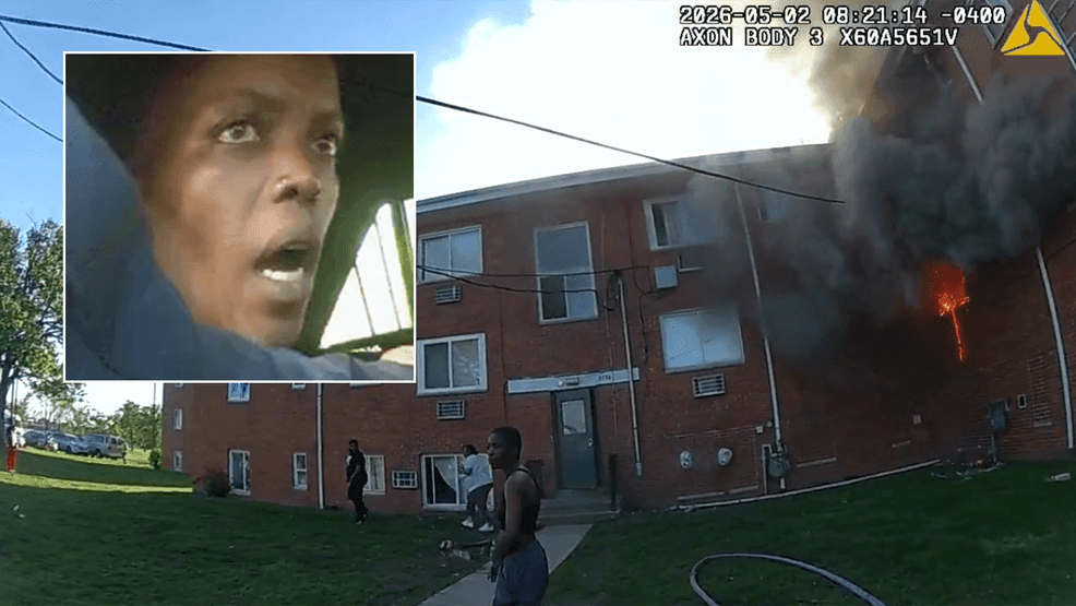 Apartment fire: Video shows flames, smoke, suspect struggling with officers