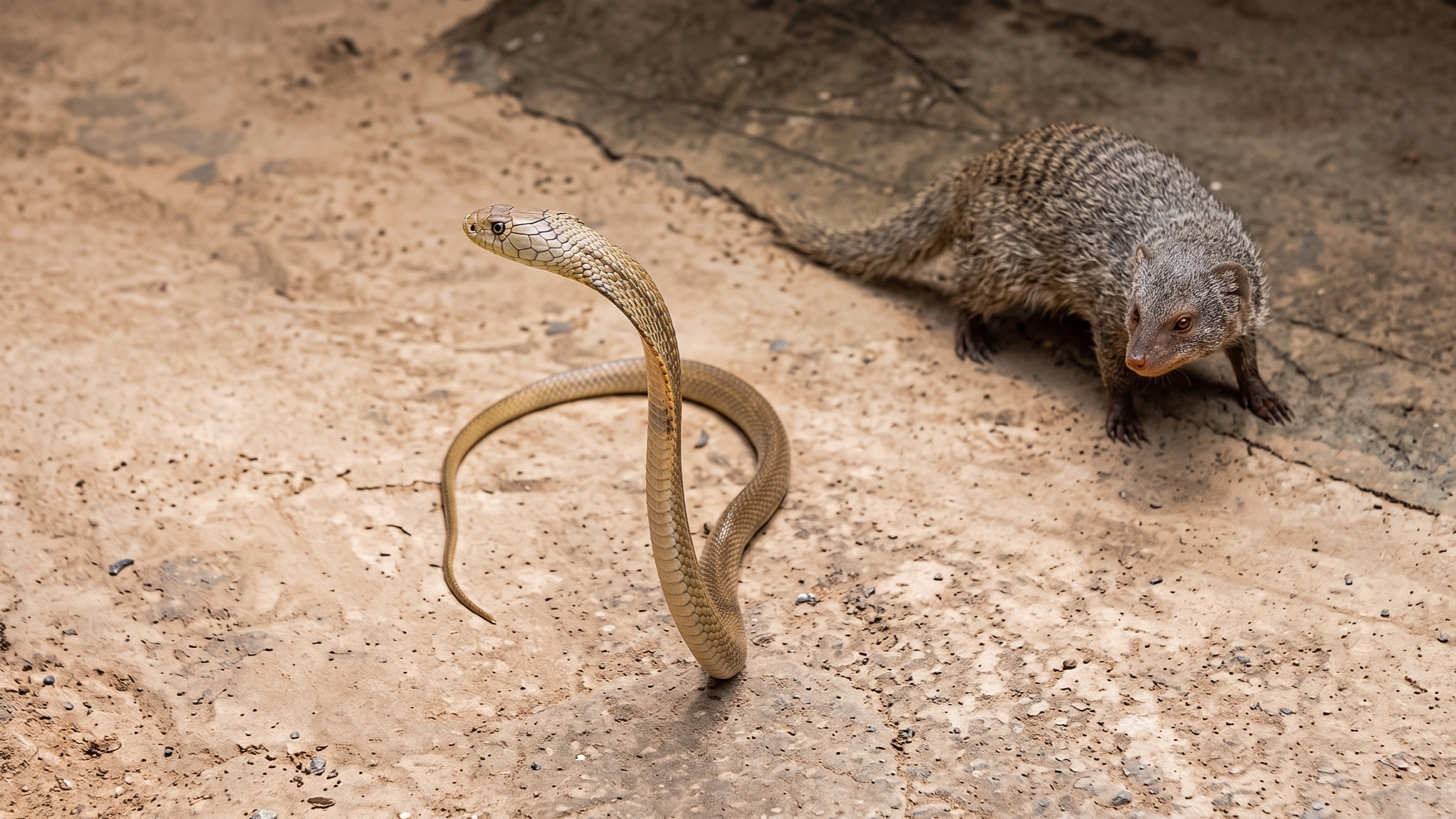Watch what happens when a mongoose sneaks up on a snake