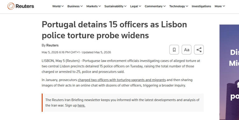 Tortura na esquadra do Rato é notícia lá fora: "Escândalo policial"