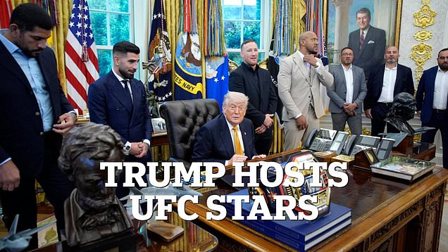 Trump hosts UFC fighters in the Oval Office to promote WH fight