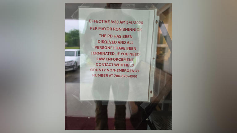 All officers fired as Georgia police department shuts down, sign says