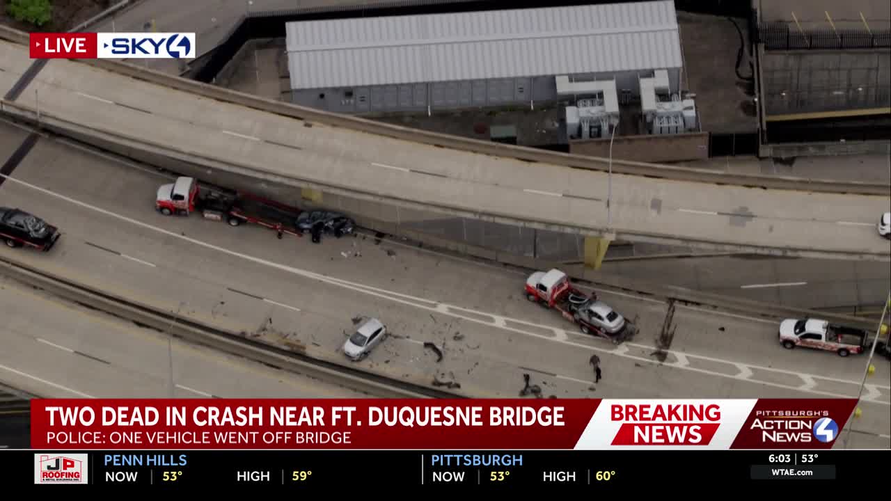 Car involved in multiple-vehicle crash goes over ramp near Ft. Duquesne ...