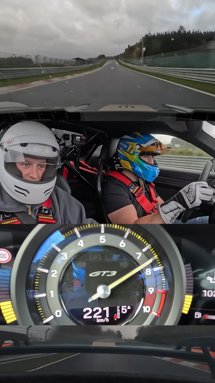 GT3 passenger gets scared by high speed slides on icy Nürburgring track