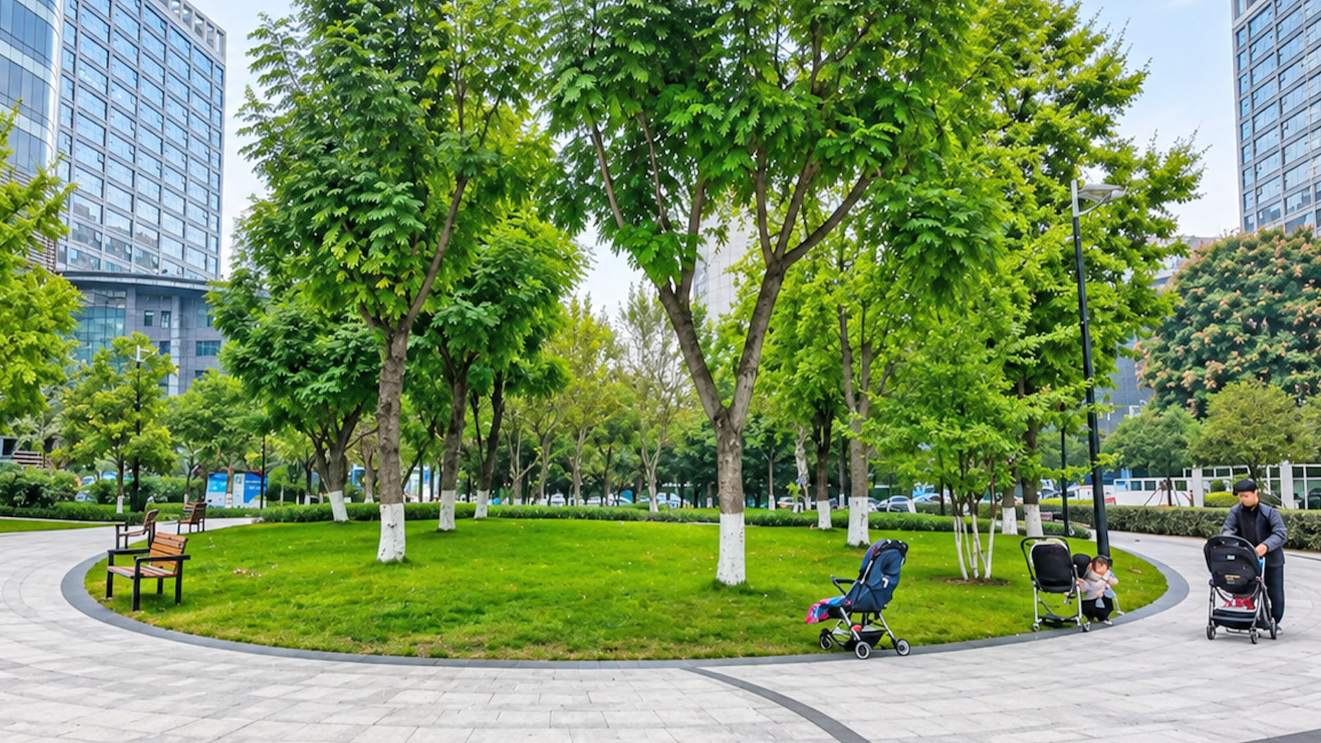 Families enjoy open green areas inside China’s contemporary urban ...