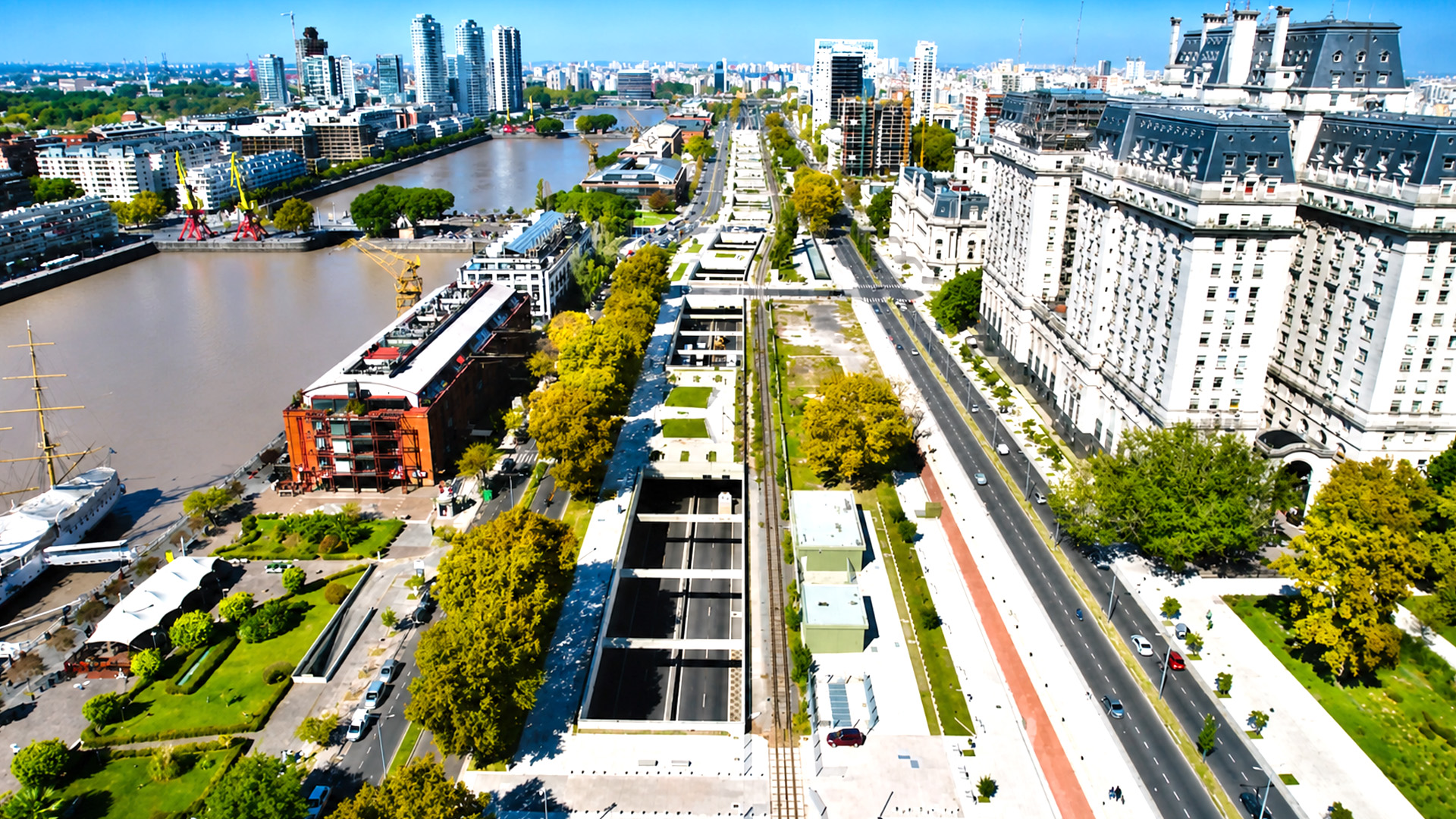 A massive avenue cutting through Buenos Aires city
