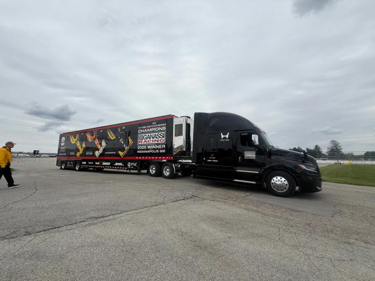 Team haulers arrive at Indianapolis Motor Speedway ahead of Sonsio ...