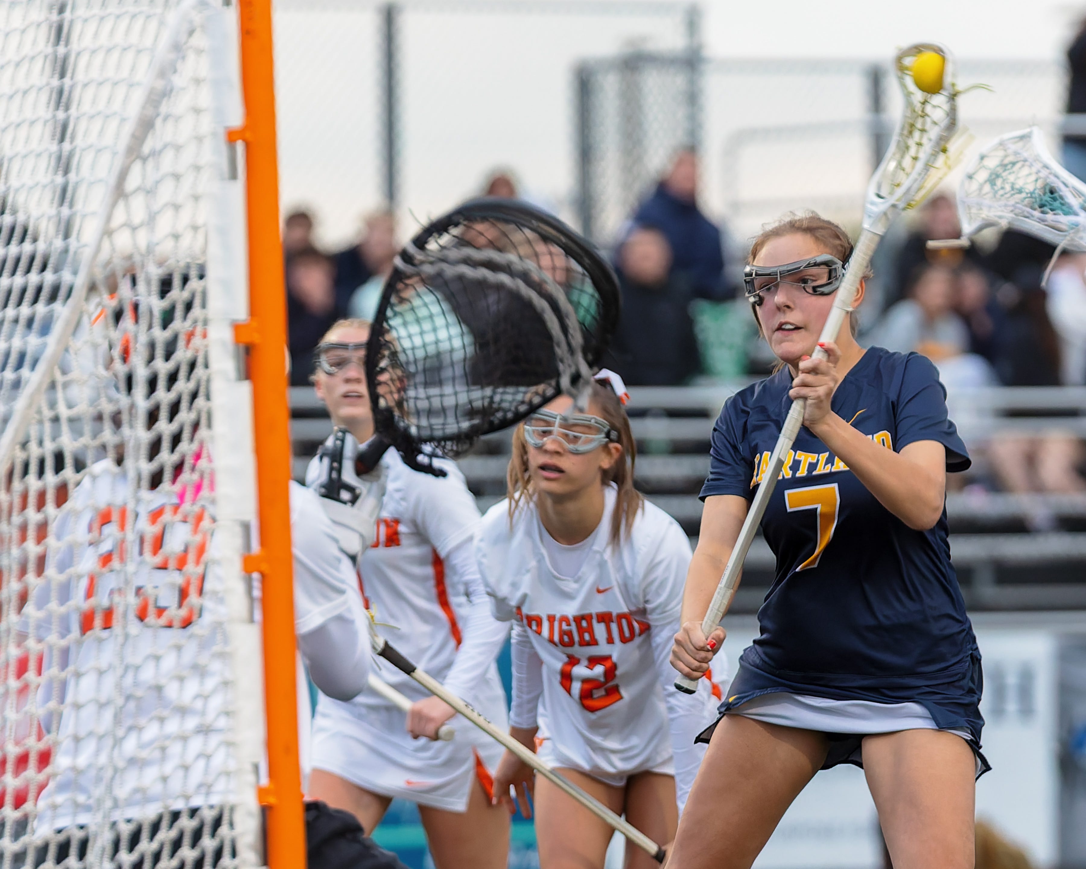 Brighton girls lacrosse freshman shows track speed against Hartland