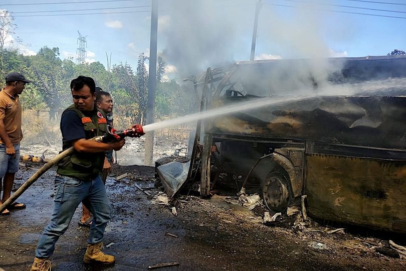 Indonesia bus crash: 16 dead after oil tanker fire engulfs bus on ...