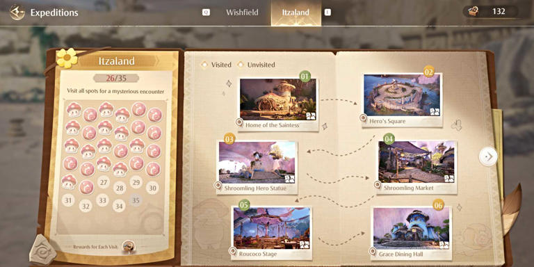 All Boneyard Expedition handbook locations in Infinity Nikki