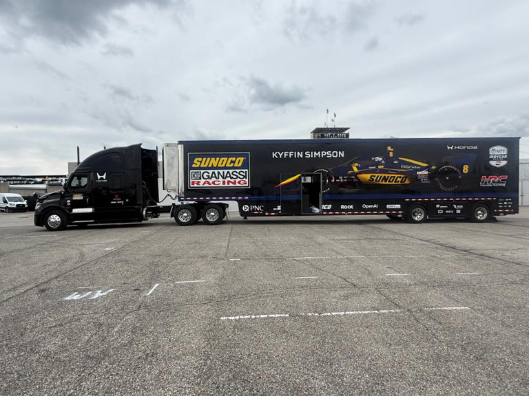 Team haulers arrive at Indianapolis Motor Speedway ahead of Sonsio ...