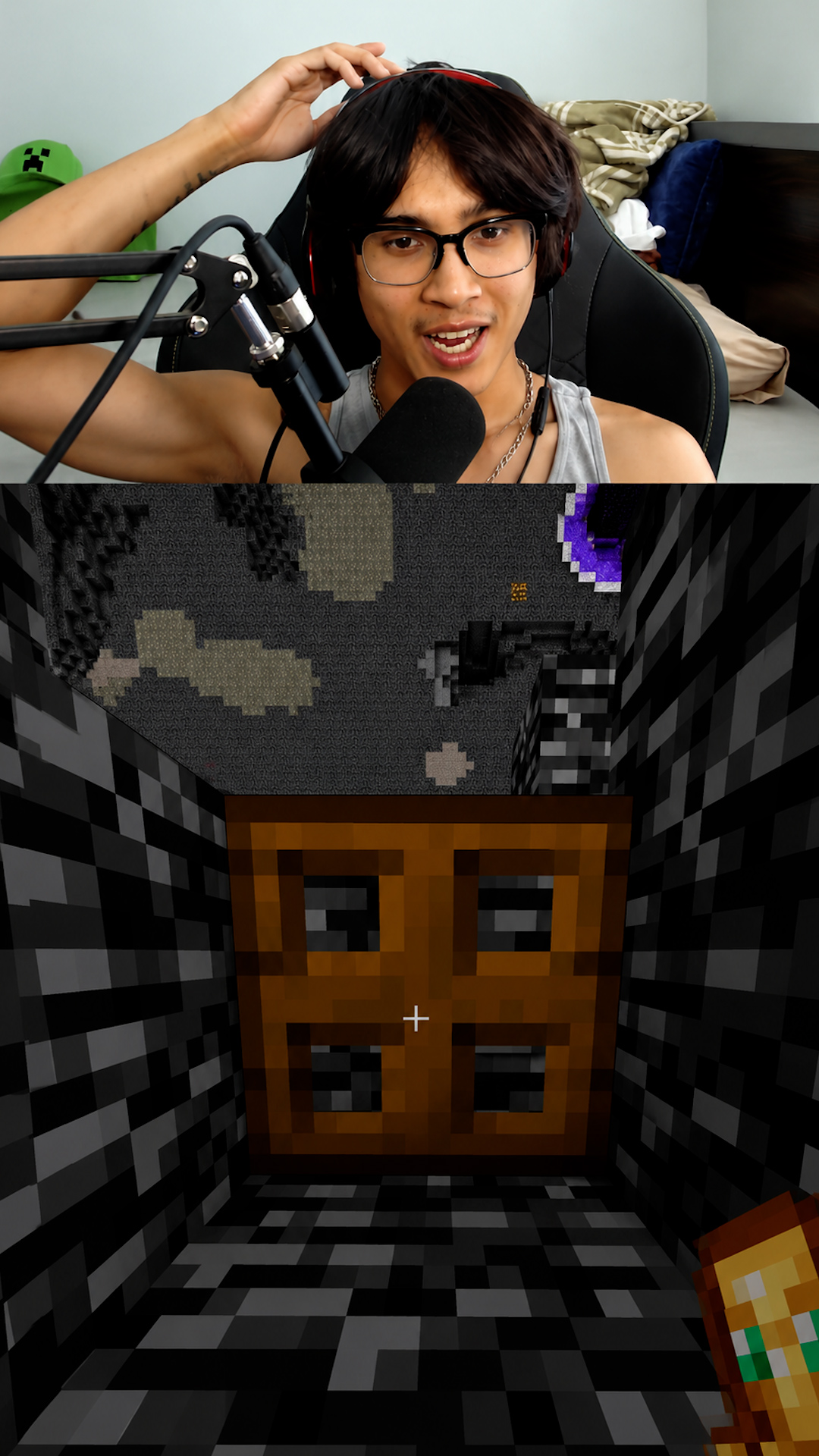 Escaping a bedrock trap in Minecraft