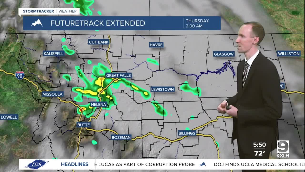 Scattered showers/storms Wednesday night and Thursday