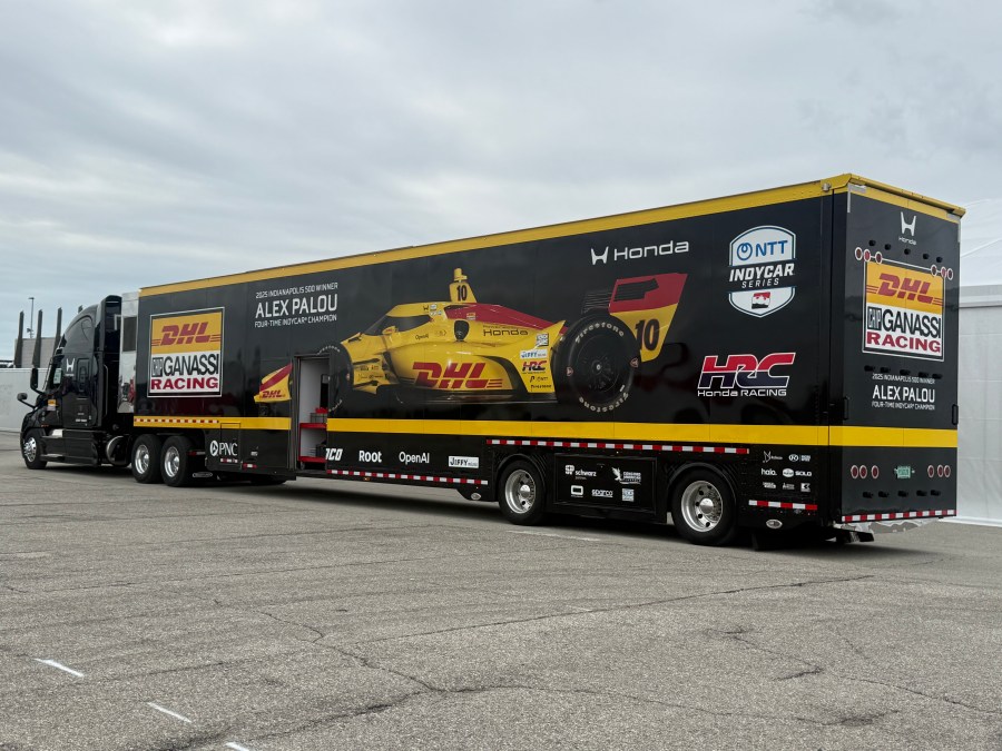 Team haulers arrive at Indianapolis Motor Speedway ahead of Sonsio ...