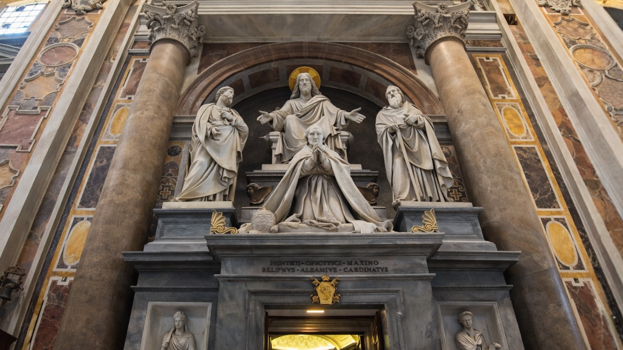 Wandelen door de Sint-Pietersbasiliek in Vaticaanstad (4K)