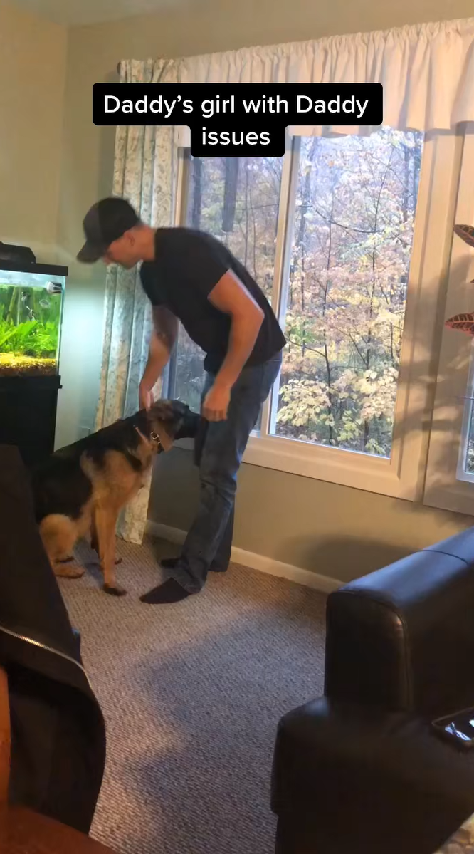 Only one who can pick her up dog moment
