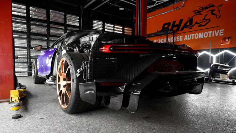 Crashed Bugatti Chiron drives again after homemade radiator fix