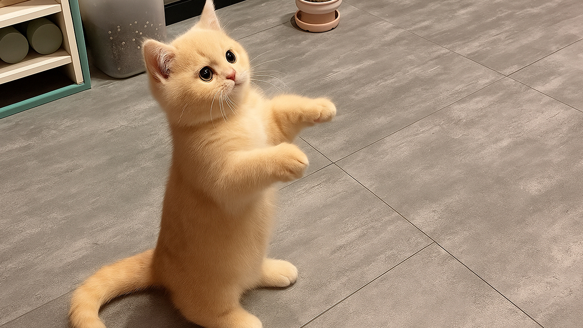 Speelse kitten op de achterpoten
