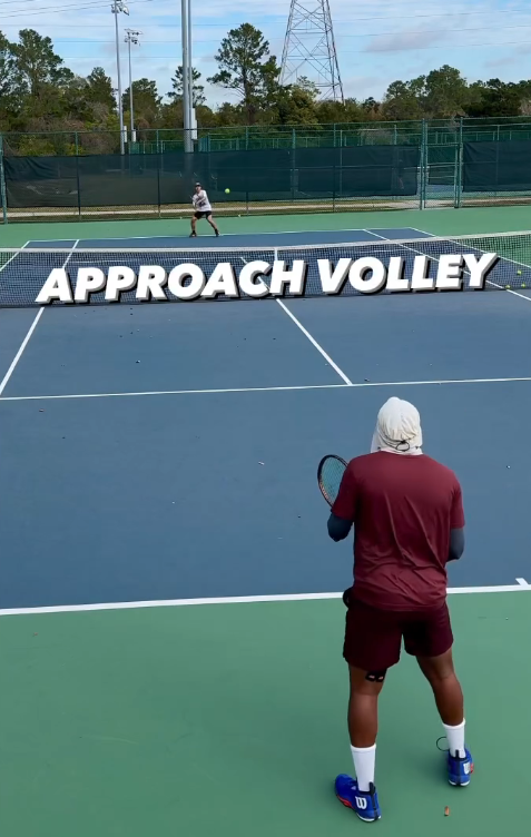 Approach volley game for net play