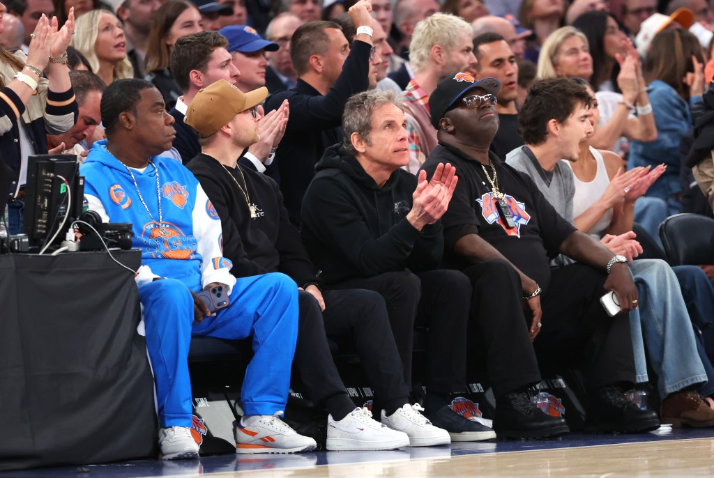 Ben Stiller returns to MSG for Knicks-76ers Game 2 with Timothee ...