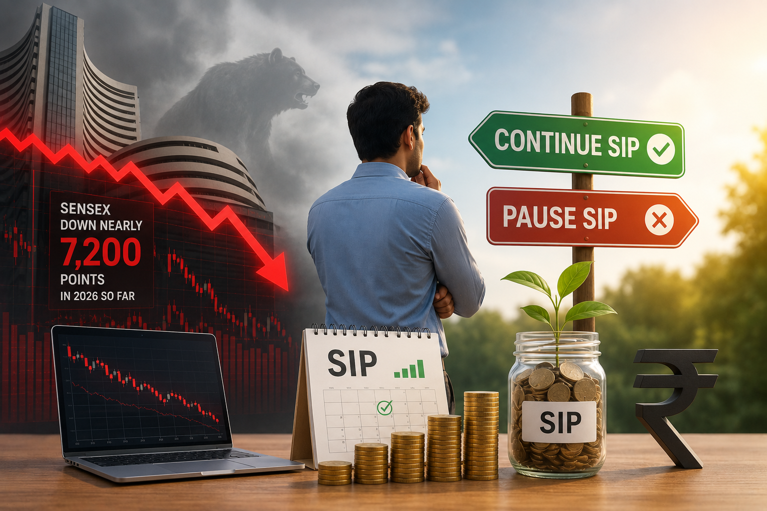 Sensex down nearly 7,200 points in 2026 so far. Should you continue ...