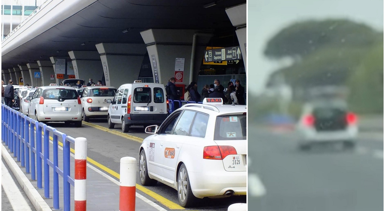 Ladro ruba un taxi a Fiumicino durante lo scarico bagagli, la macchina ...