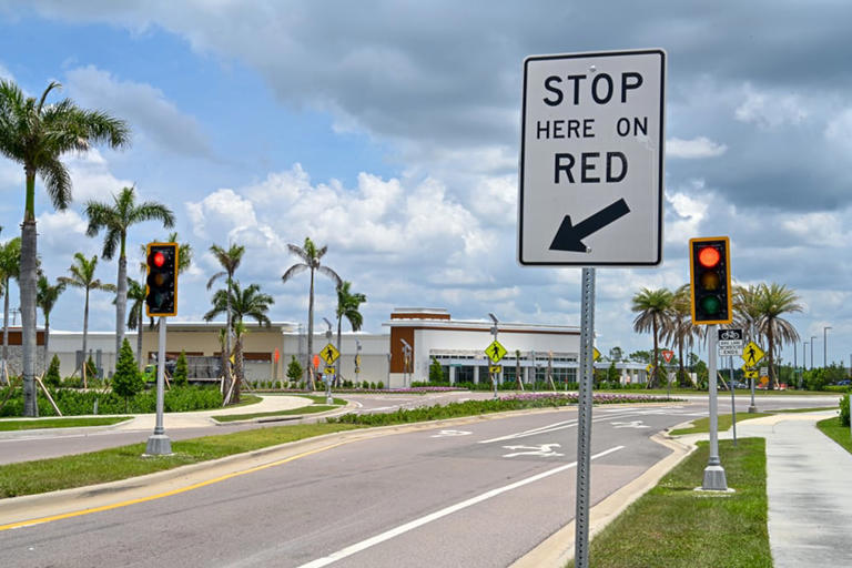 Sarasota County activates first traffic signal at roundabout