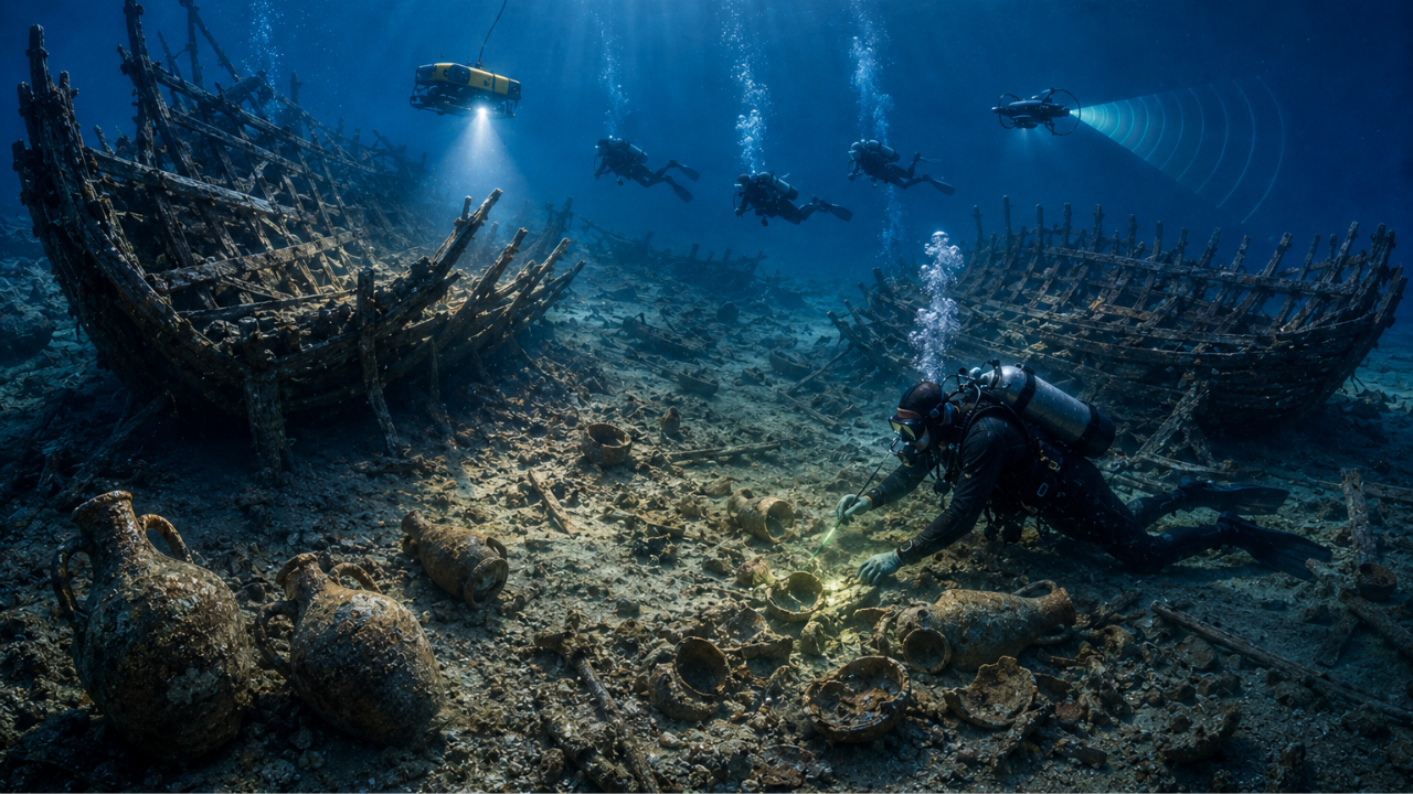 Scientists discover massive ancient ship graveyard with 150 hidden ...