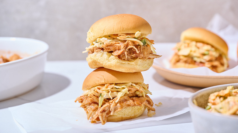 Slow cooker BBQ pulled chicken sliders recipe