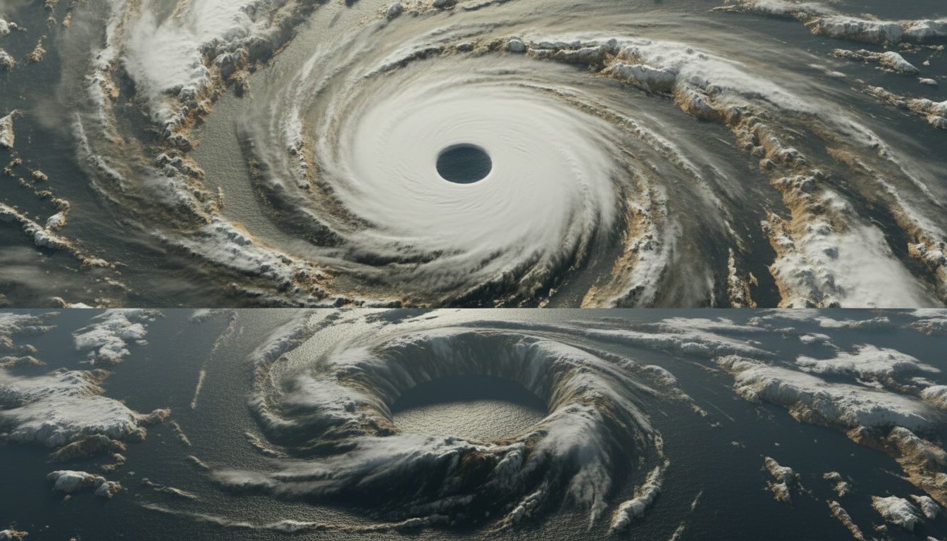 Inside the stadium of a hurricane eye