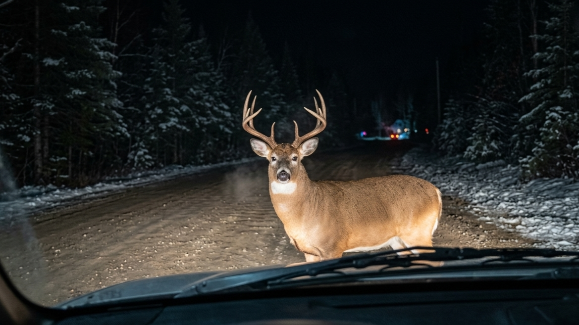 Watch what happens when a deer runs in front of a speeding car