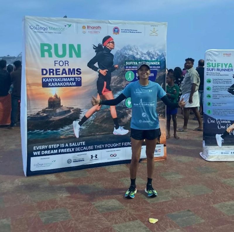 Kanyakumari to Karakoram: Ultra runner Sufiya begins 5,000-km run in ...