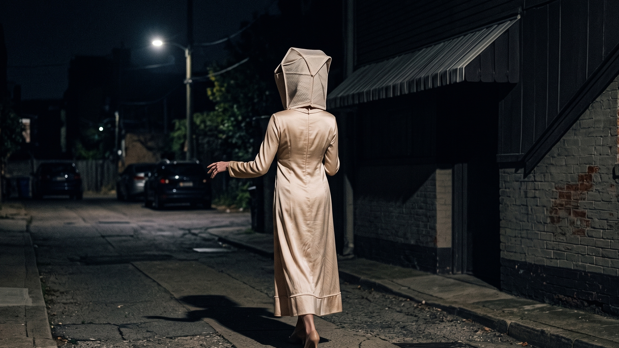 Dashcam captures terrifying figure walking alone at night