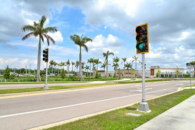 Sarasota County activates first traffic signal at roundabout