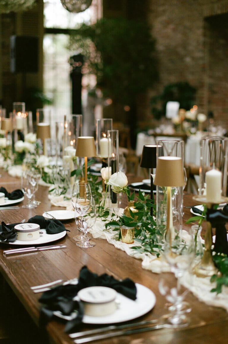 This black-and-white wedding at The Apiary was pure magic