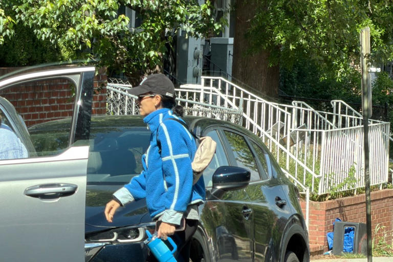 Disgraced Rep. Eric Swalwell’s wife breaks cover outside DC home