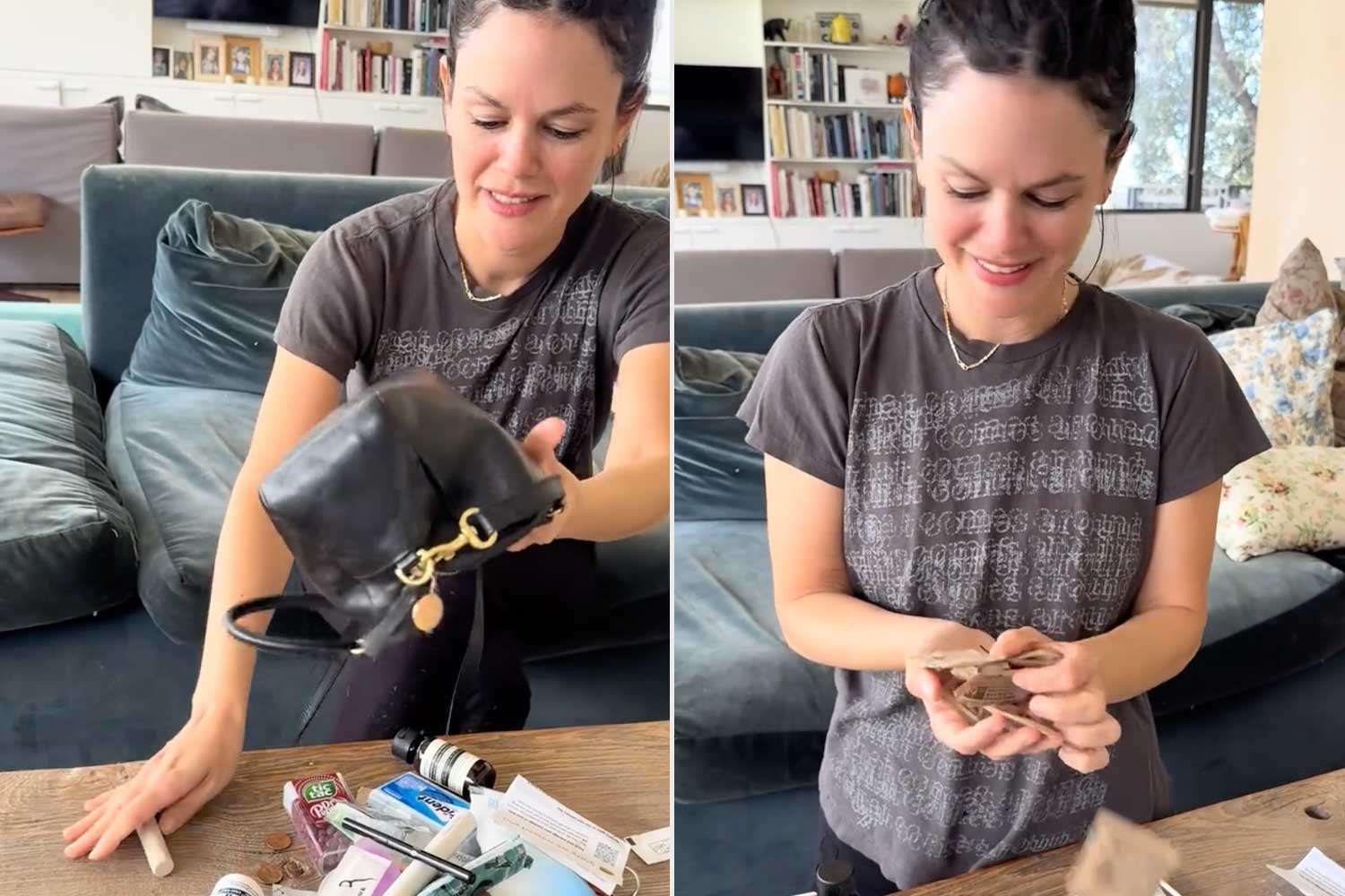 Rachel Bilson dumps out the absurd contents of her handbag for ...