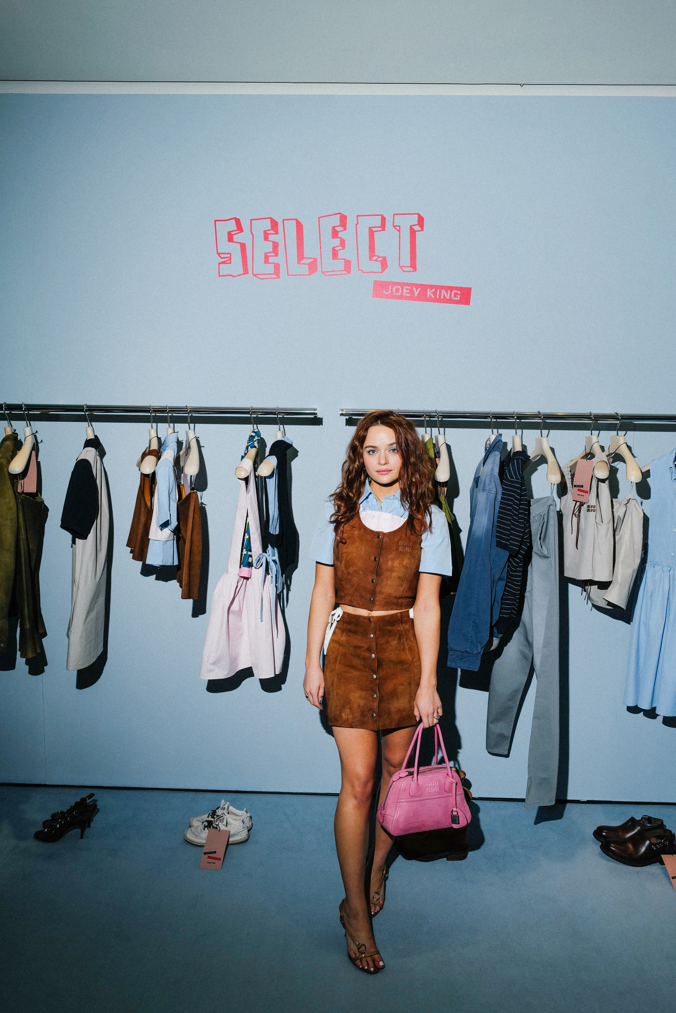 Joey King on Miu Miu selection of green, denim and summer-ready side boob