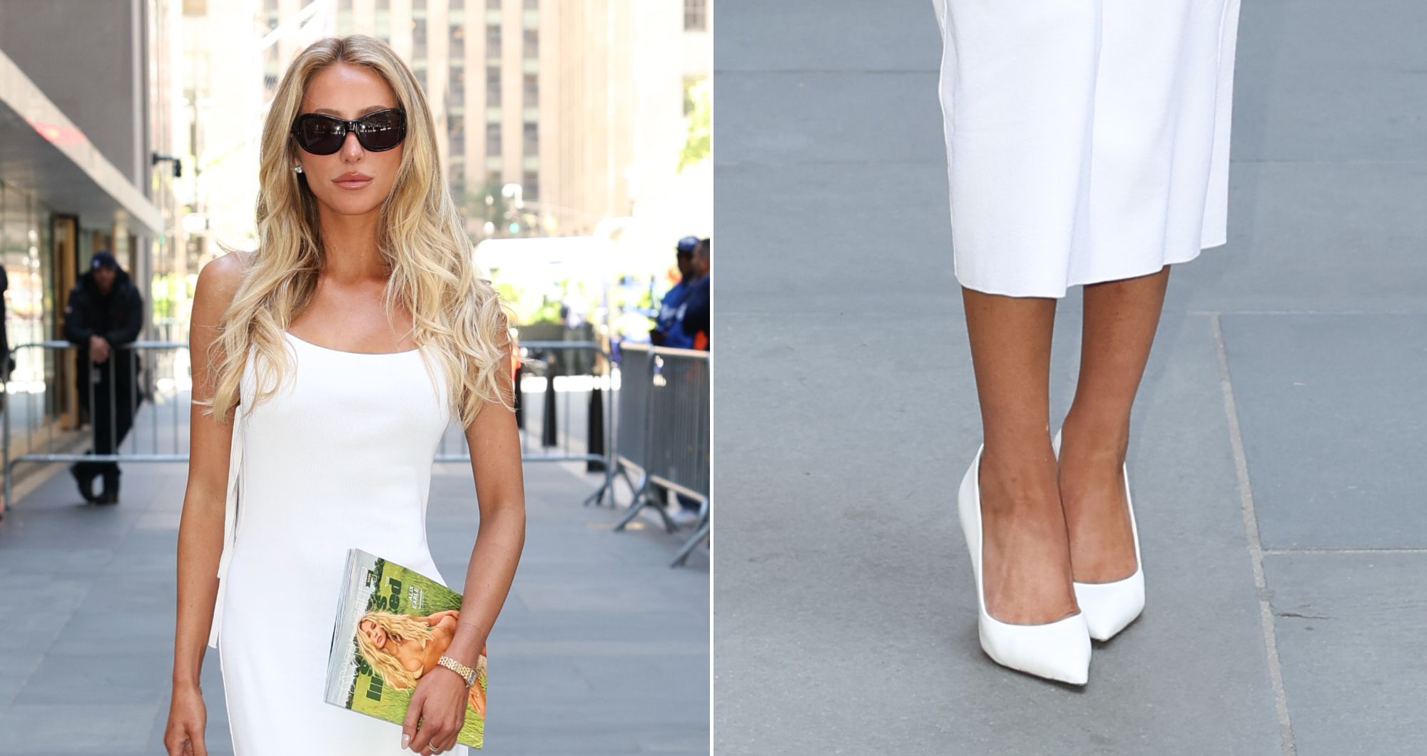 Alix Earle's SI swimsuit cover pickup came with sharp white pumps