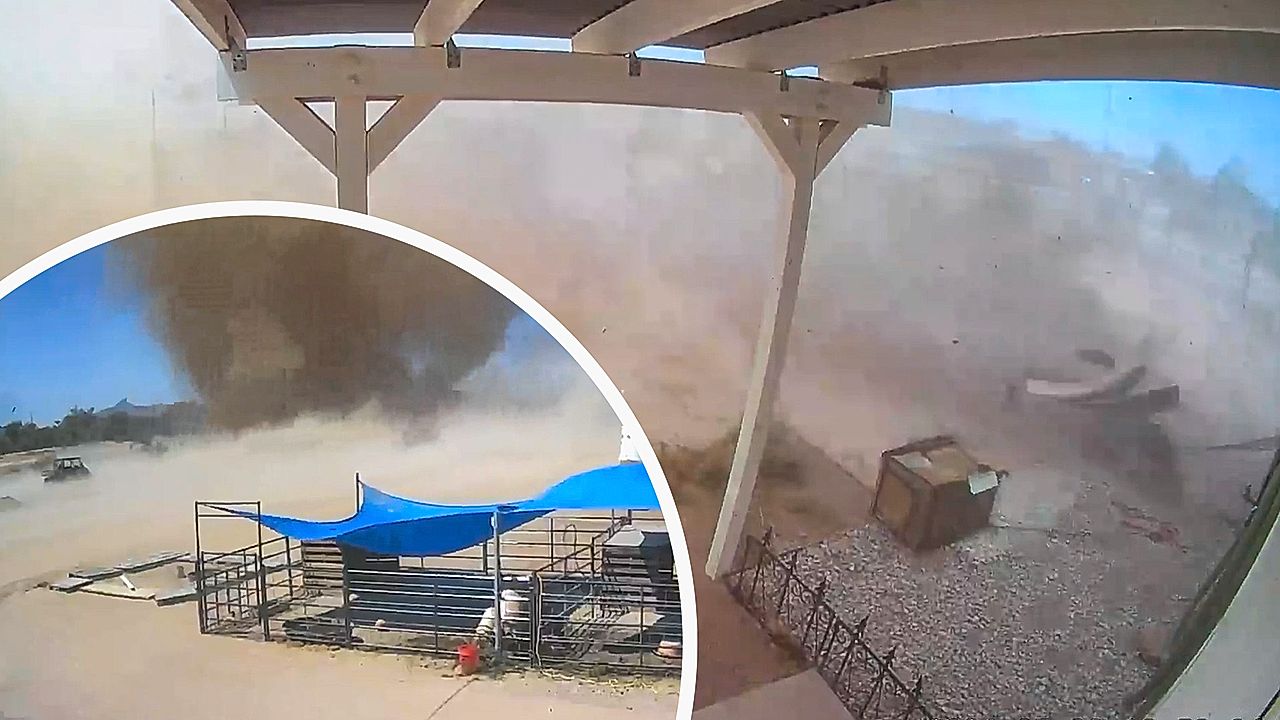 Dust devil in Arizona: "Mini-tornado" sweeps through farm